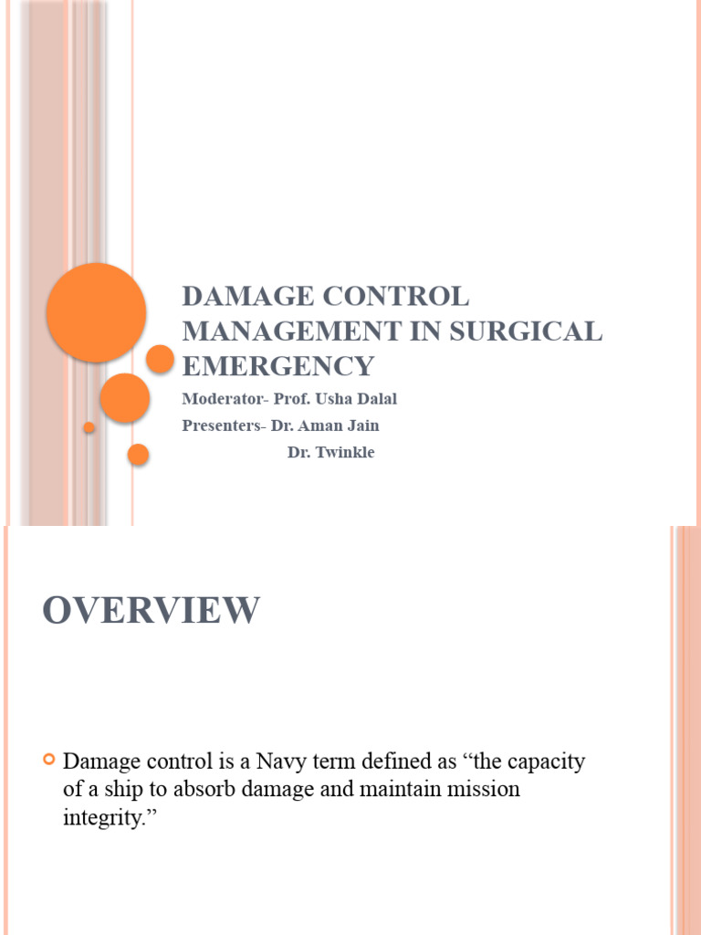 Damage Control Management in Surgical Emergency | PDF | Medical ...