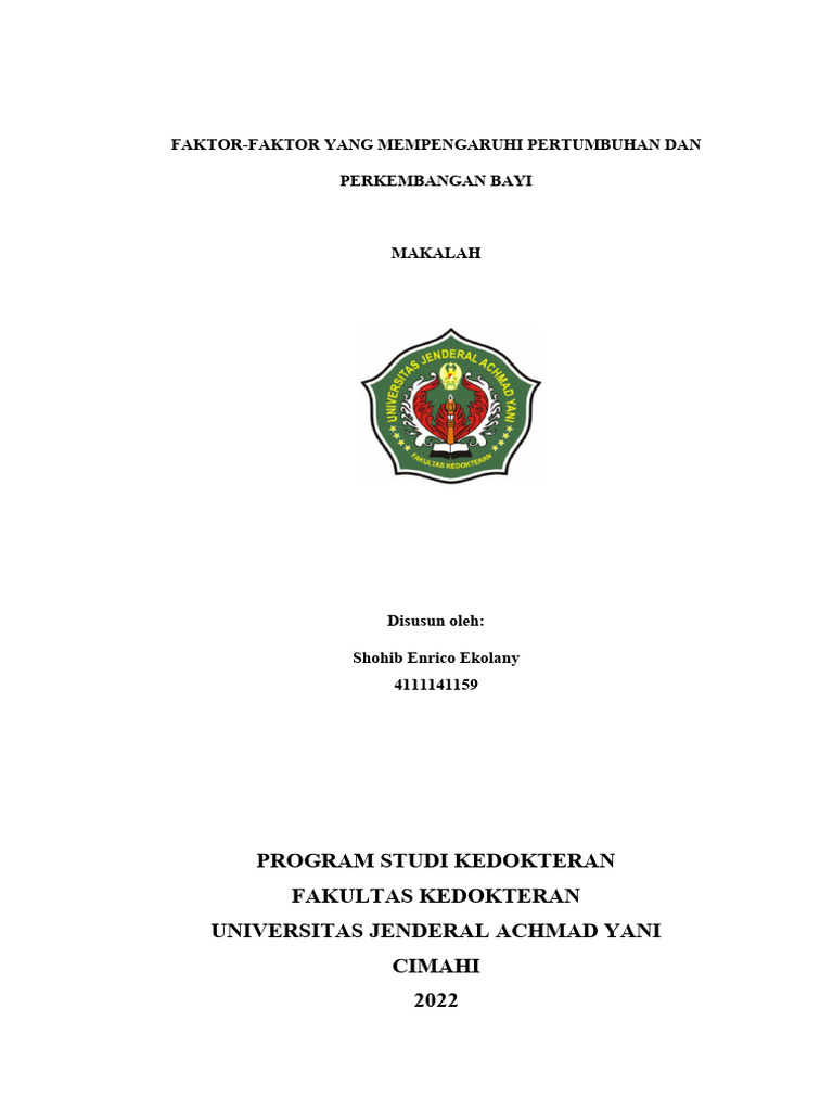 Makalah Faktor-Faktor Yang Mempengaruhi Pertumbuhan Dan Perkembangan Bayi | PDF