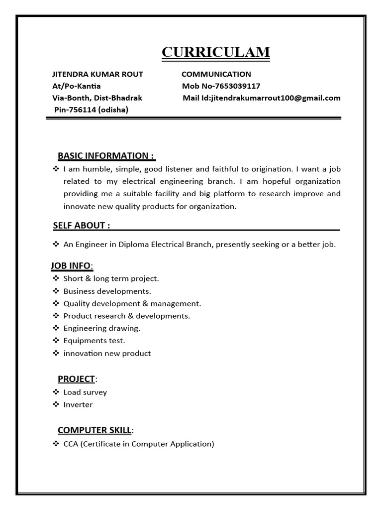 Jitendra CV | PDF | Electrical Engineering | Engineering