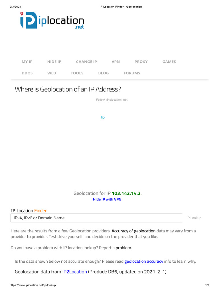 IP Location Finder - Geolocation | PDF | Ip Address | Computer Network
