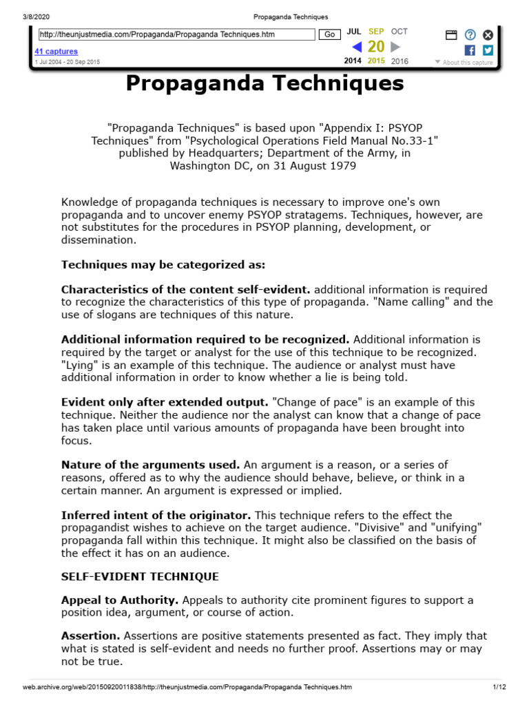 Propaganda Techniques | PDF | Propaganda | Reason