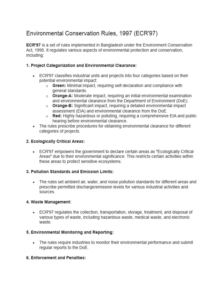 Environmental Conservation Rules, 1997 (ECR'97) | PDF | Environmental ...