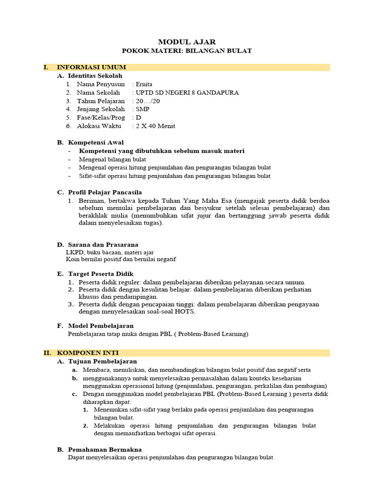 Template Modul Ajar (1) Eritaok | PDF | Seni