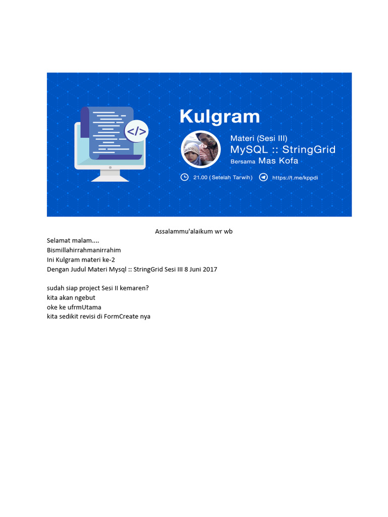Optimasi StringGrid MySQL | PDF | Komputer
