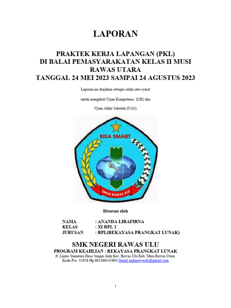 Contoh Laporan PKL Magang 2023 | PDF