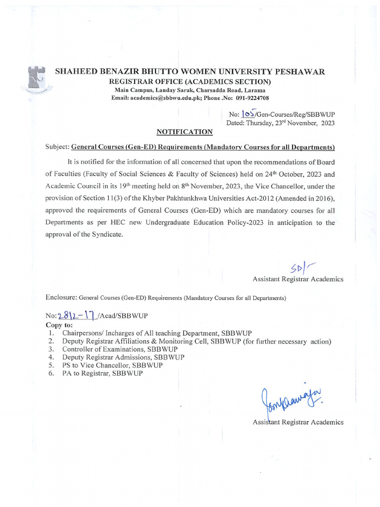 Notification 105 (Along With Mandatory & General Courses) | PDF | Logic ...