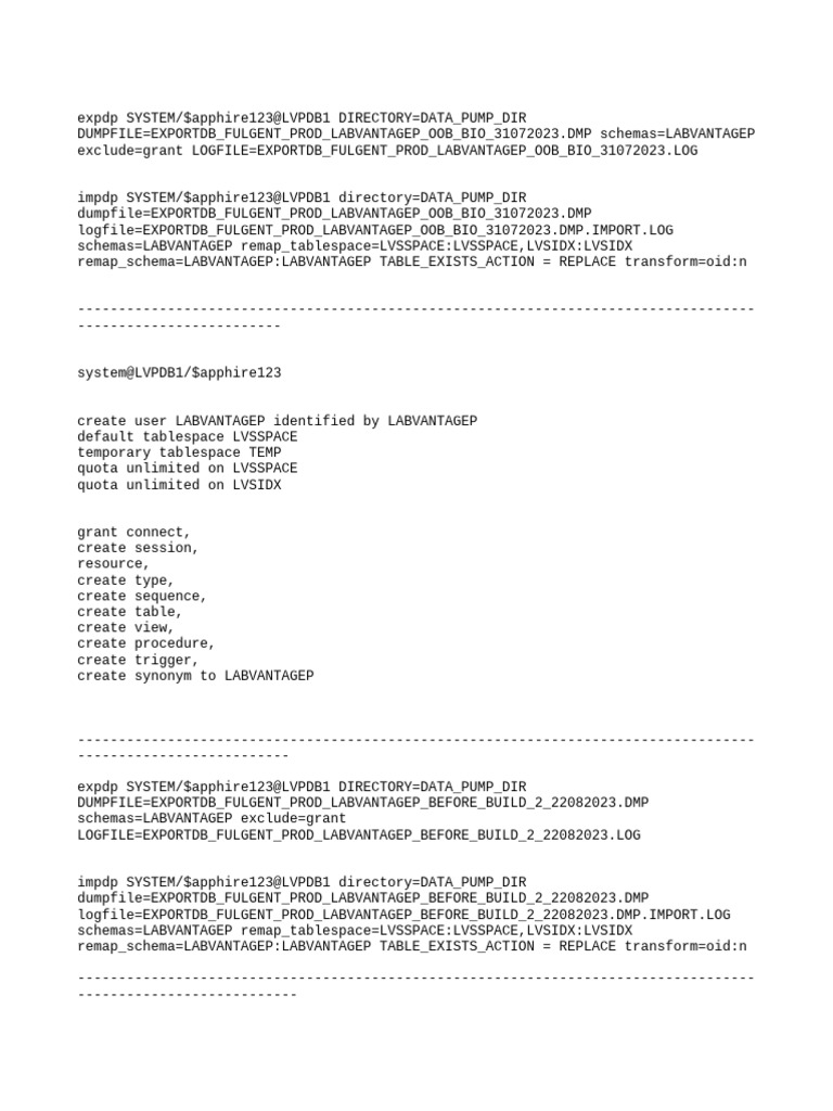 Fulgent Database Import Export Commands | PDF | Databases | Data Management Software