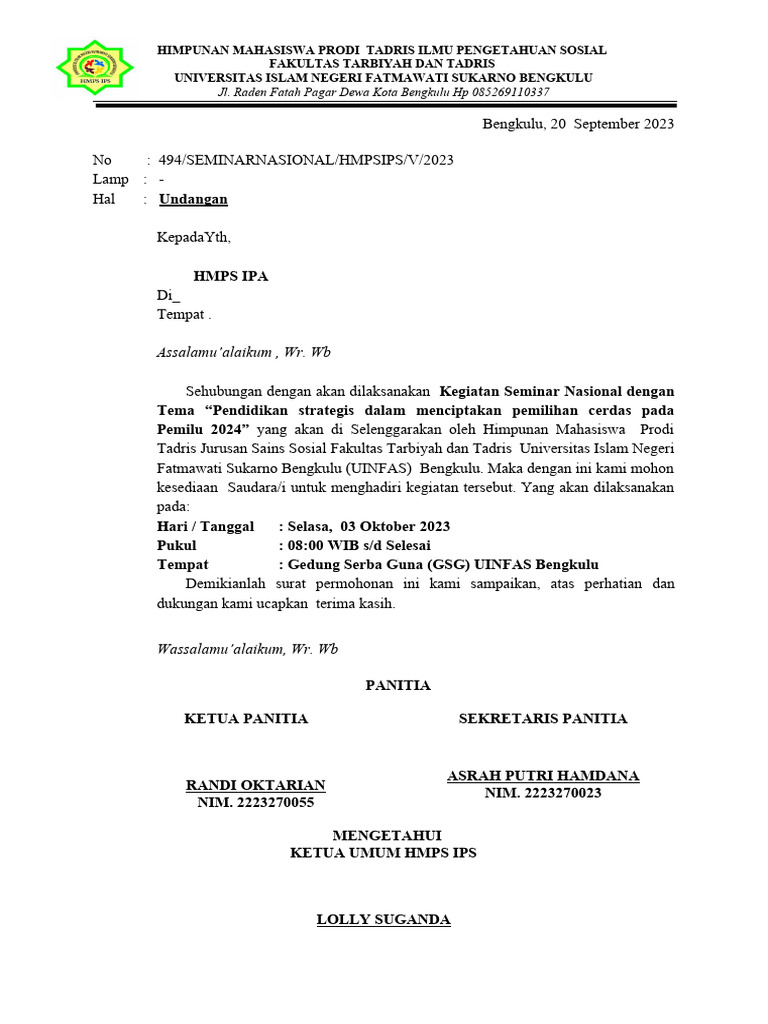 Undangan Ormawa Seminar | PDF