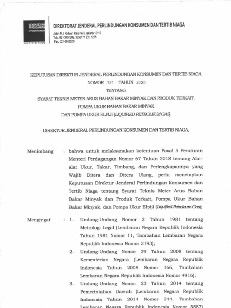 SK Dirjen No. 121 Tahun 2020 | PDF
