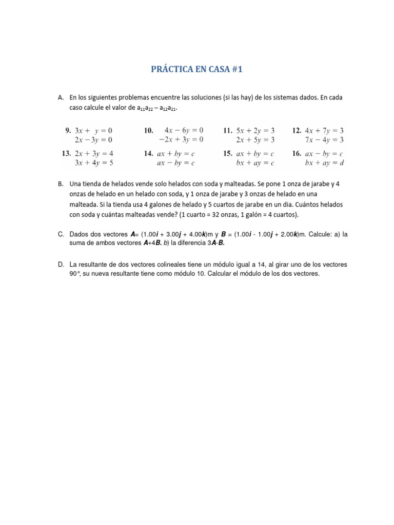 Practica en Clase 1 Alg Lin | PDF