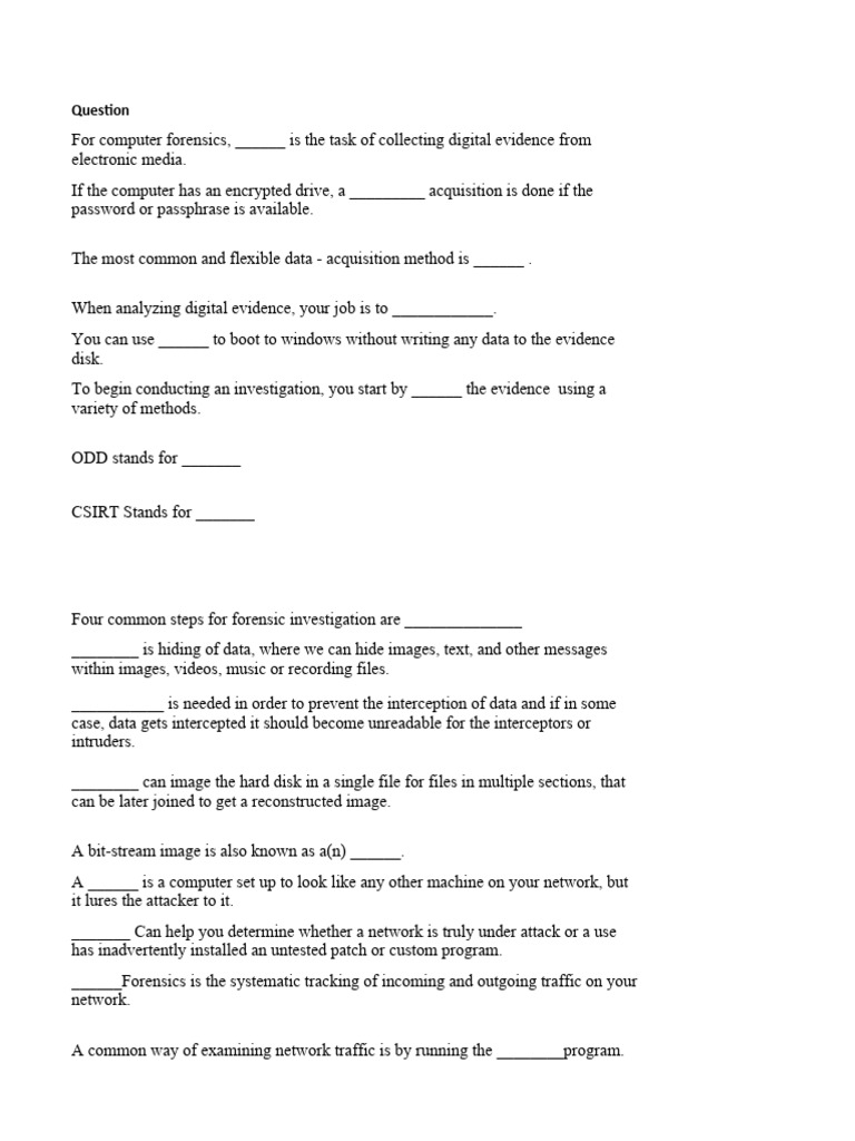 Cyber Forensics MCQ | Download Free PDF | Computer Network | Computer Forensics