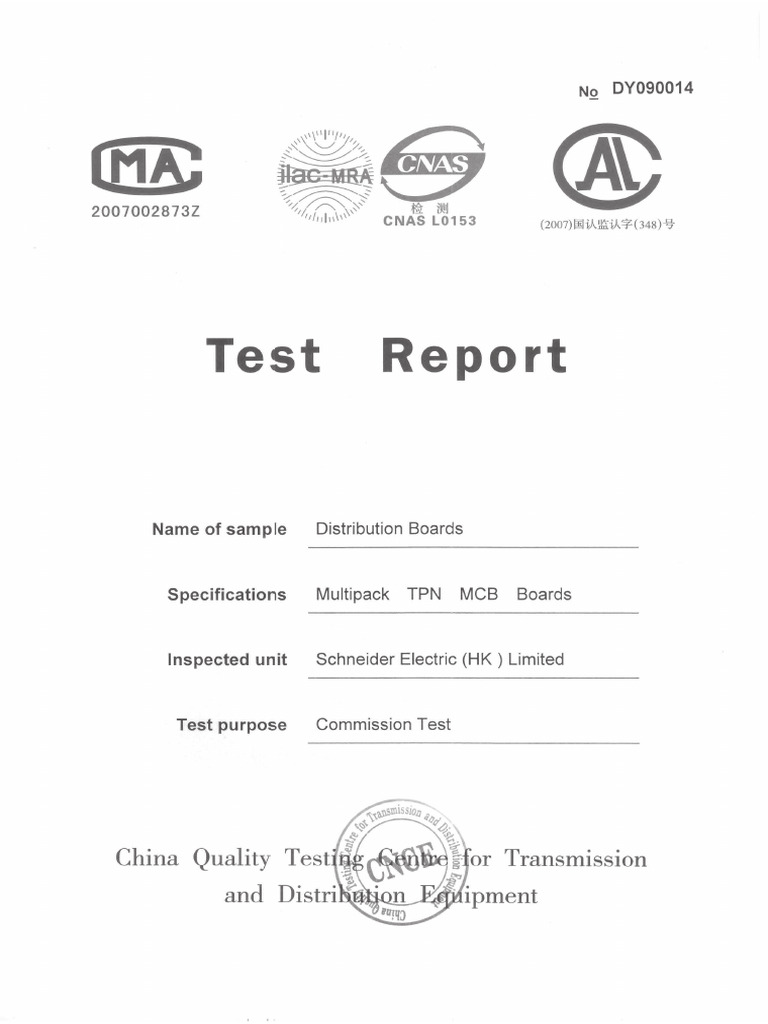 200A TPN MCB BD (Temp & Dielectric) | PDF