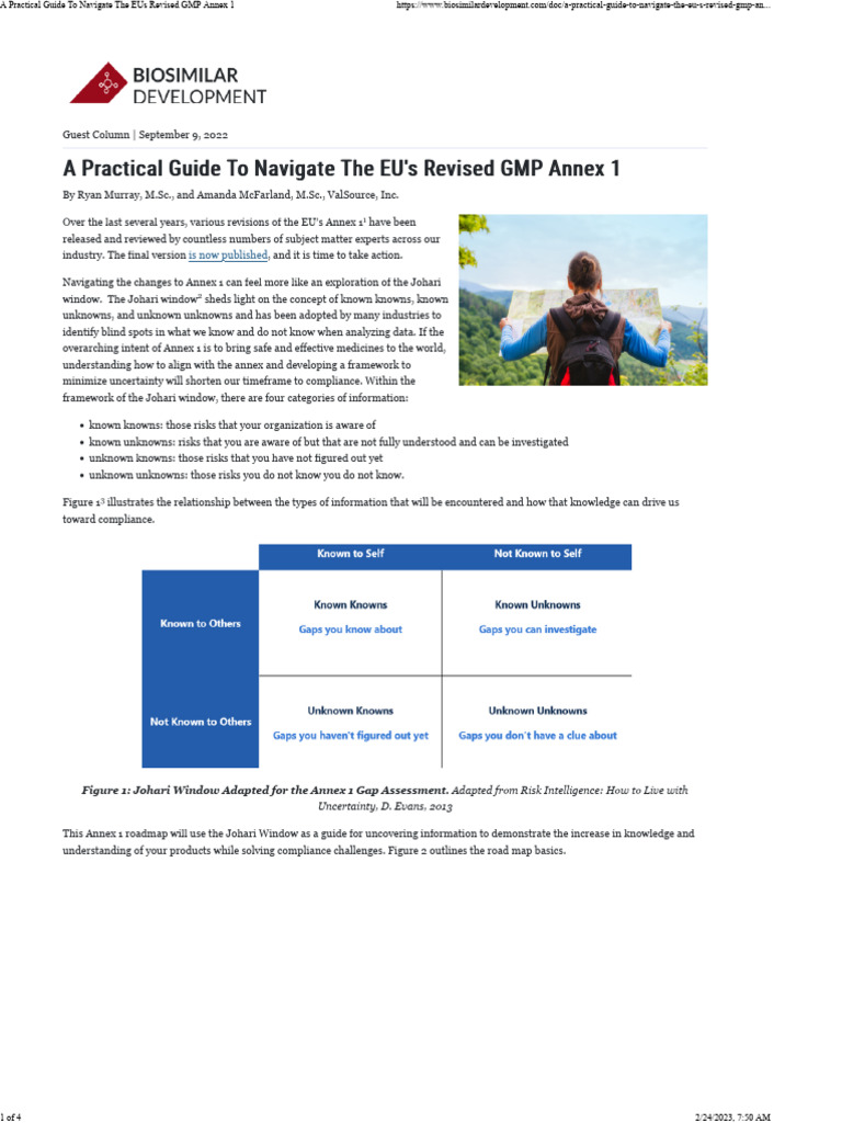 A Practical Guide To Navigate The EUs Revised GMP Annex 1 | Download Free PDF | Risk Management ...