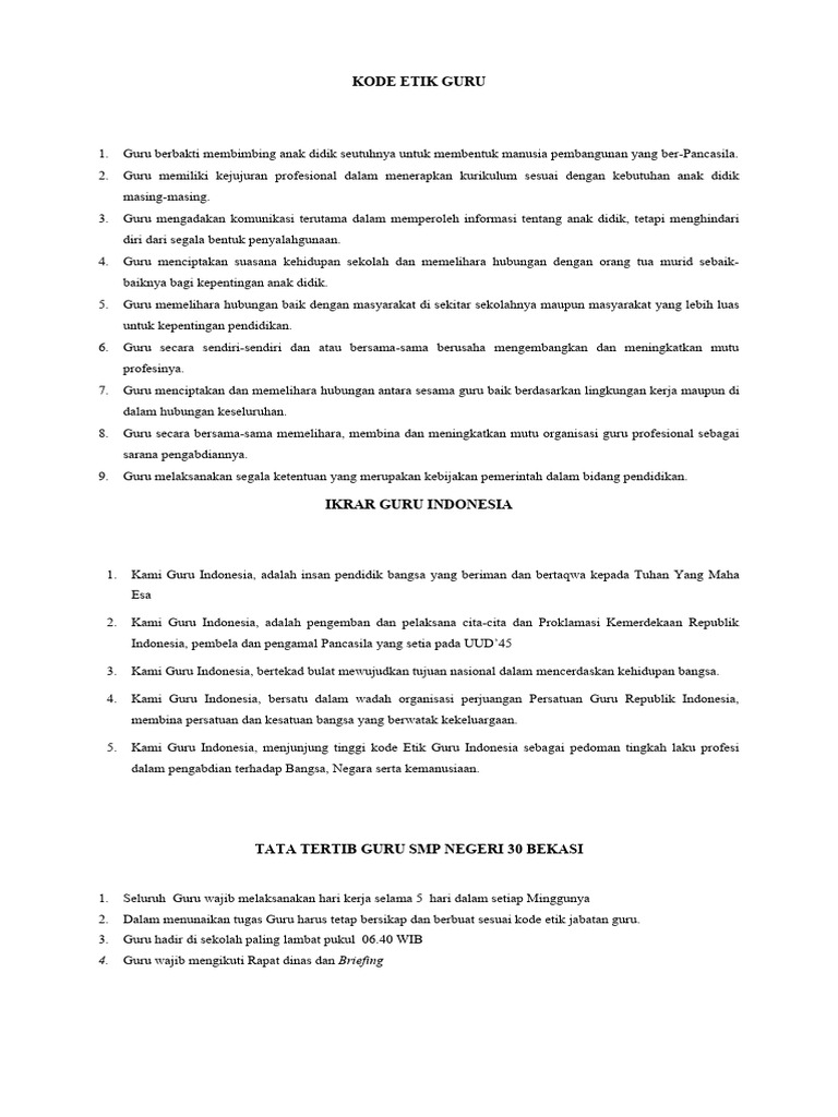 Kode Etik Guru | PDF