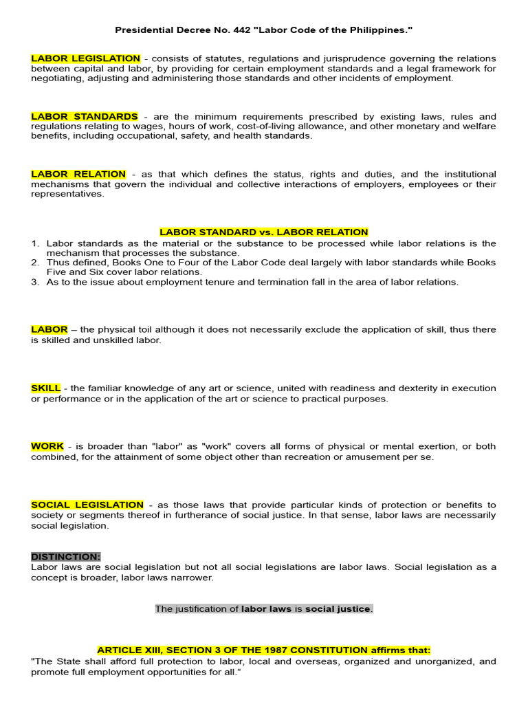 Philippine Labor Code Overview | PDF | Cost Of Living | Labour Law