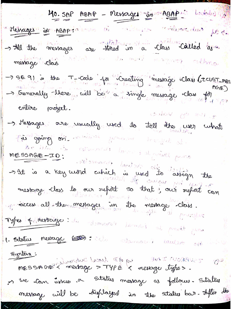 Messages in ABAP | PDF