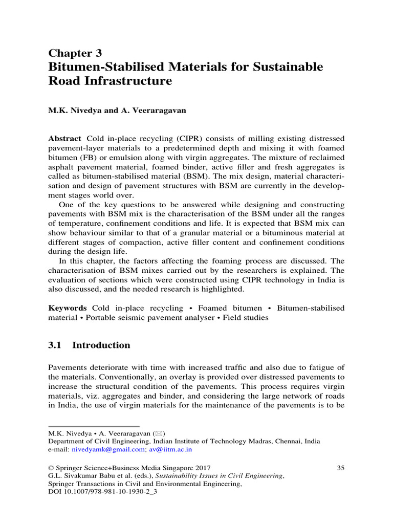 Bitumen-Stabilised Materials For Sustainable Road Infrastructure | PDF ...