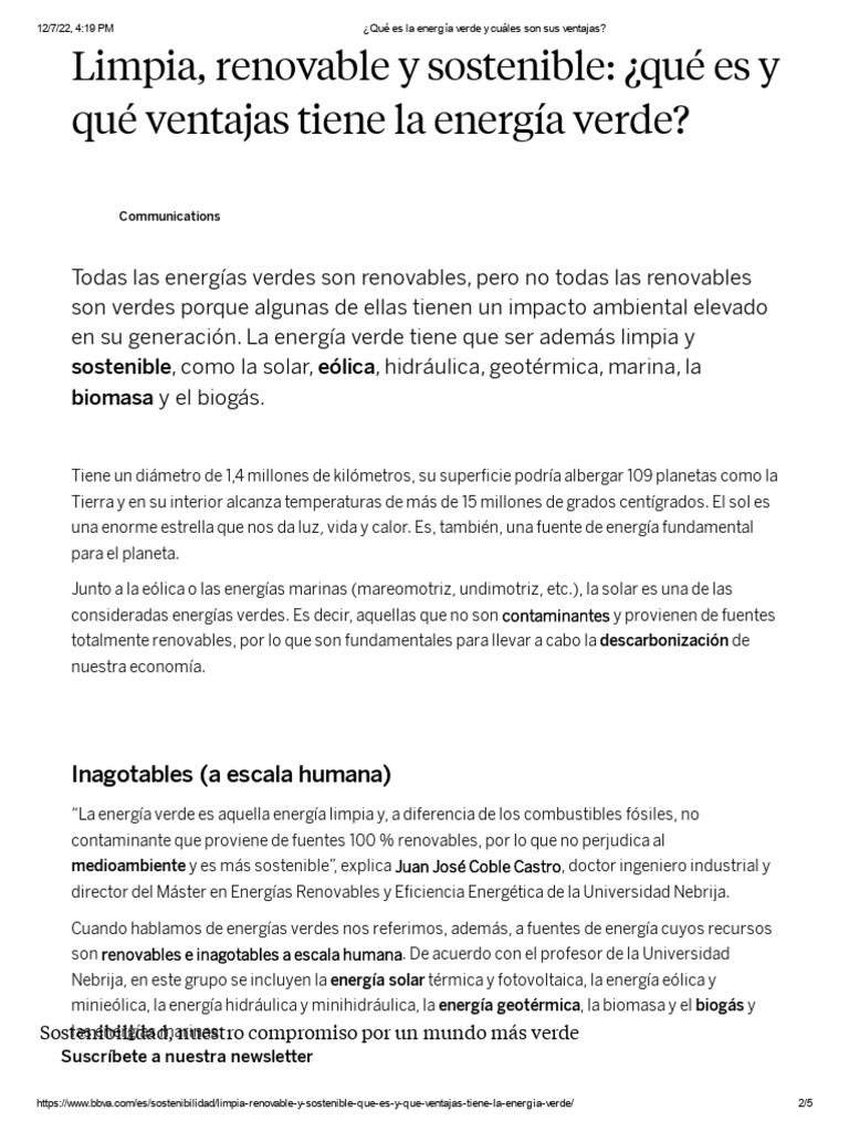 ¿Qué es la energía verde y cuáles son sus ventajas_ | PDF | Energía ...