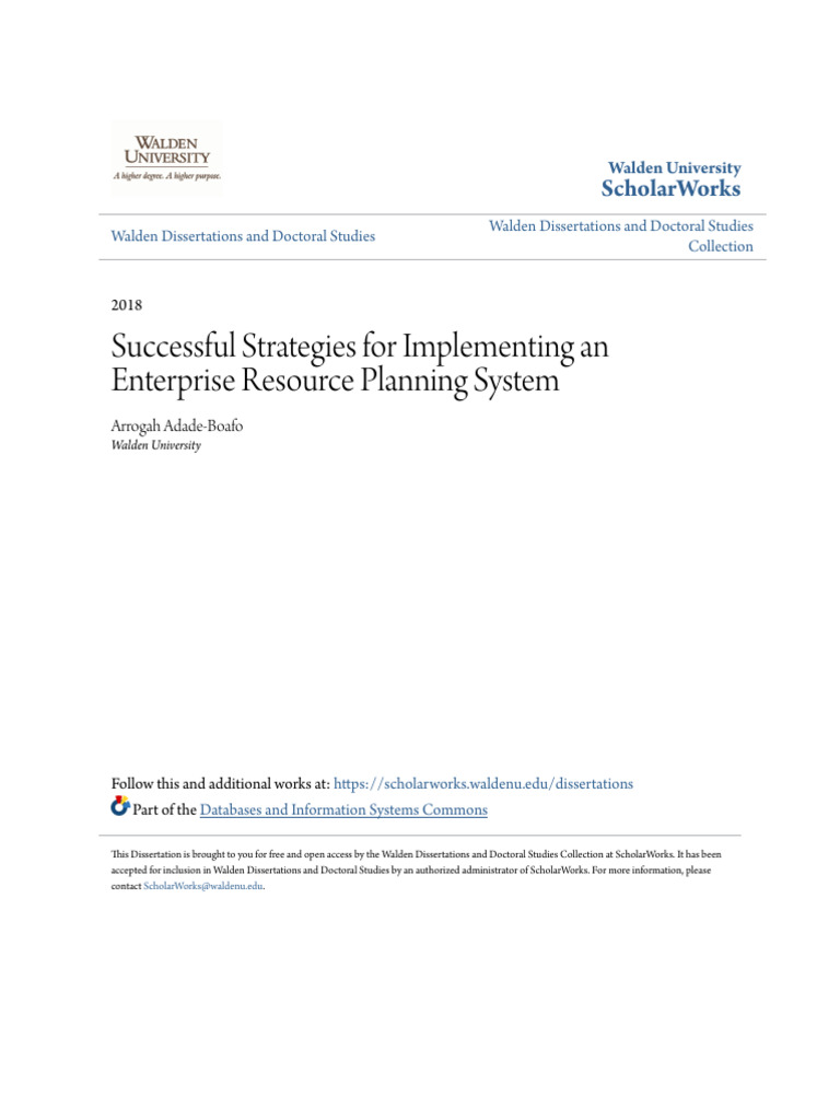 Successful Strategies For Implementing An Enterprise Resource Pla | PDF ...