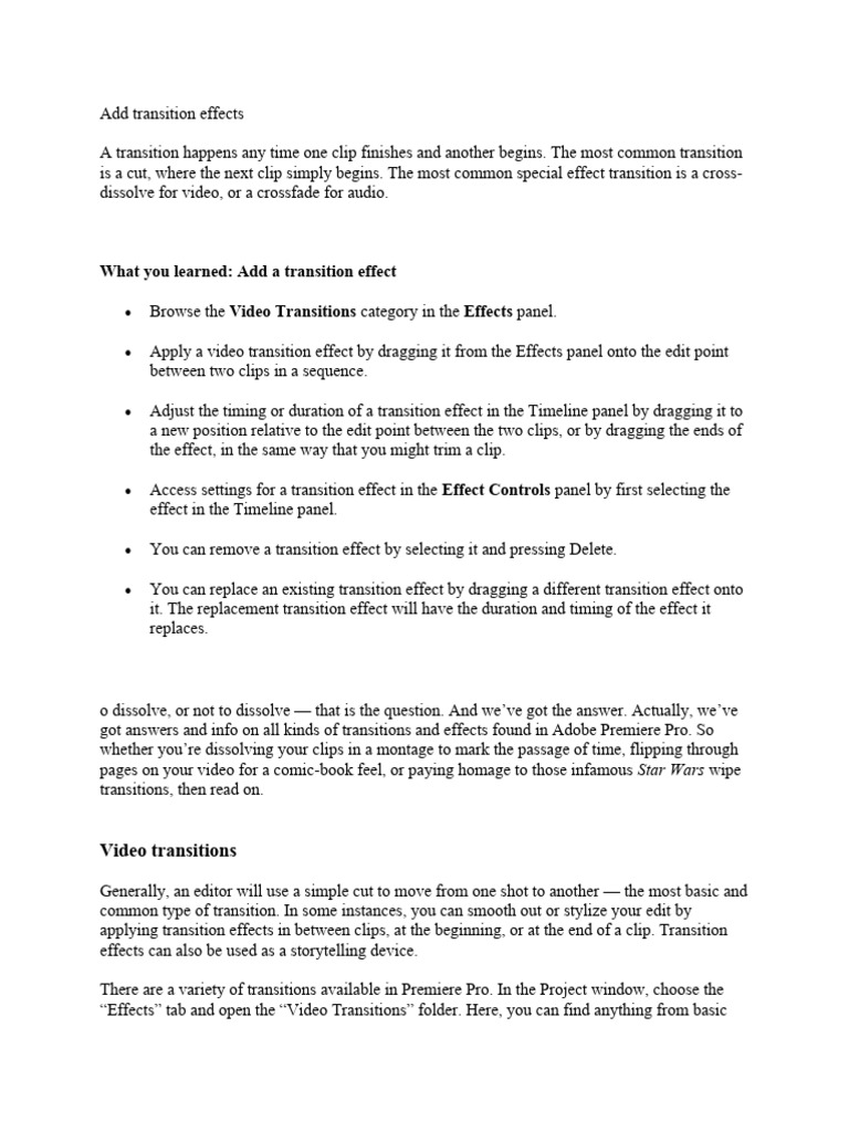 Video Transition Tips for Editors | PDF | System Software | Computing