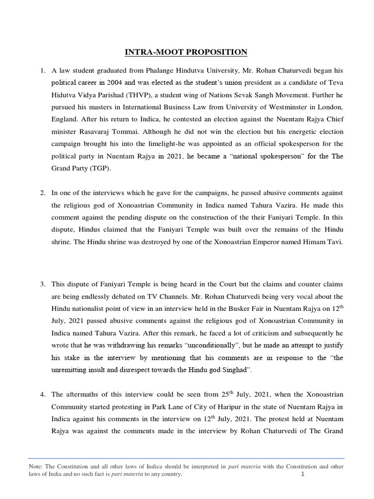Intra Moot Final Proposition | PDF | Statutory Interpretation | Bill (Law)