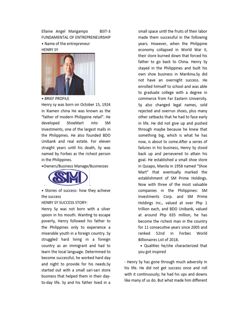 Henry Sy | PDF | Economies