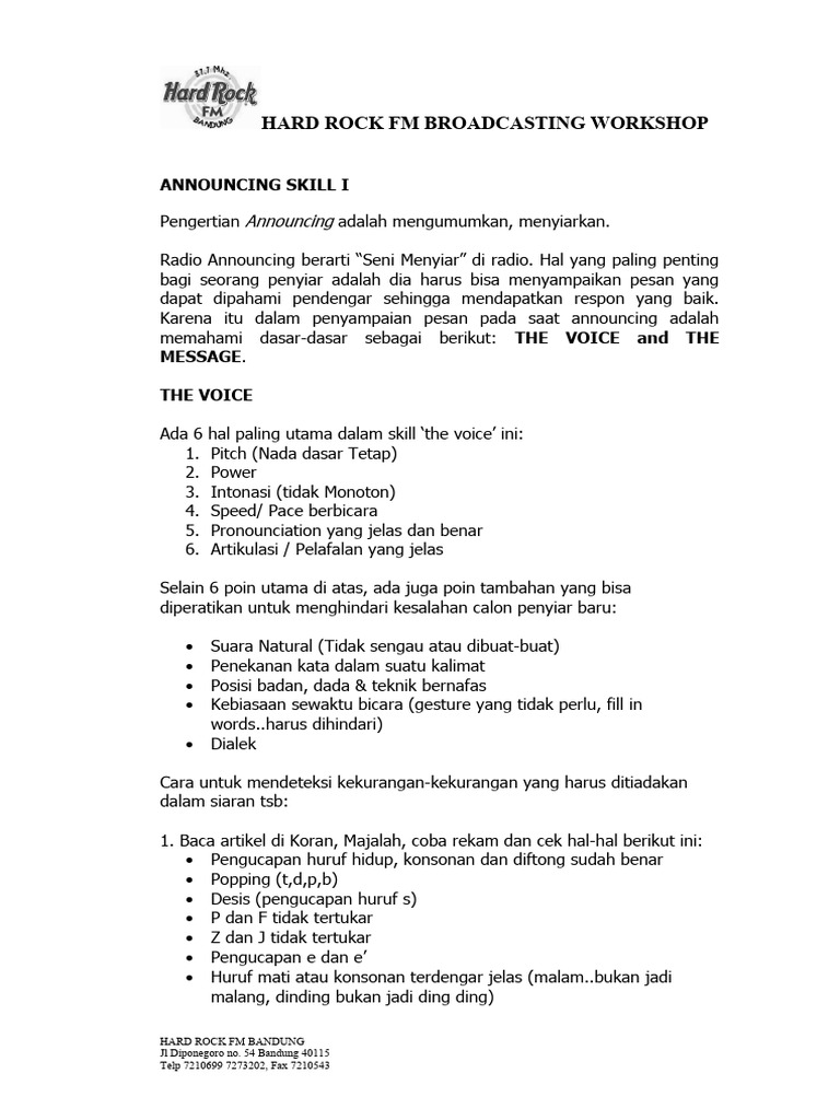 Keterampilan Announcing di Radio | PDF