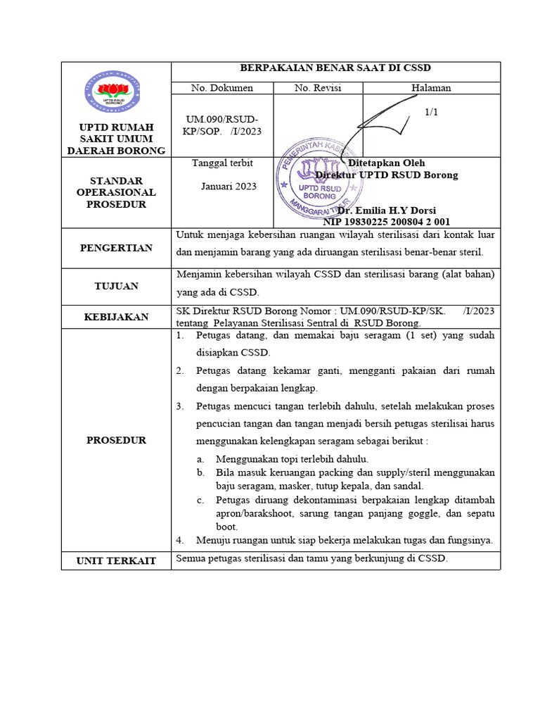 Sop Berpakaian Saat Di Cssd Pdf