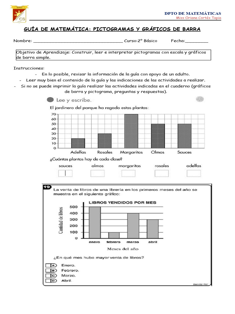 Pictogramas y Gráficos de Barra 2° Básico | PDF | Crecimiento personal ...