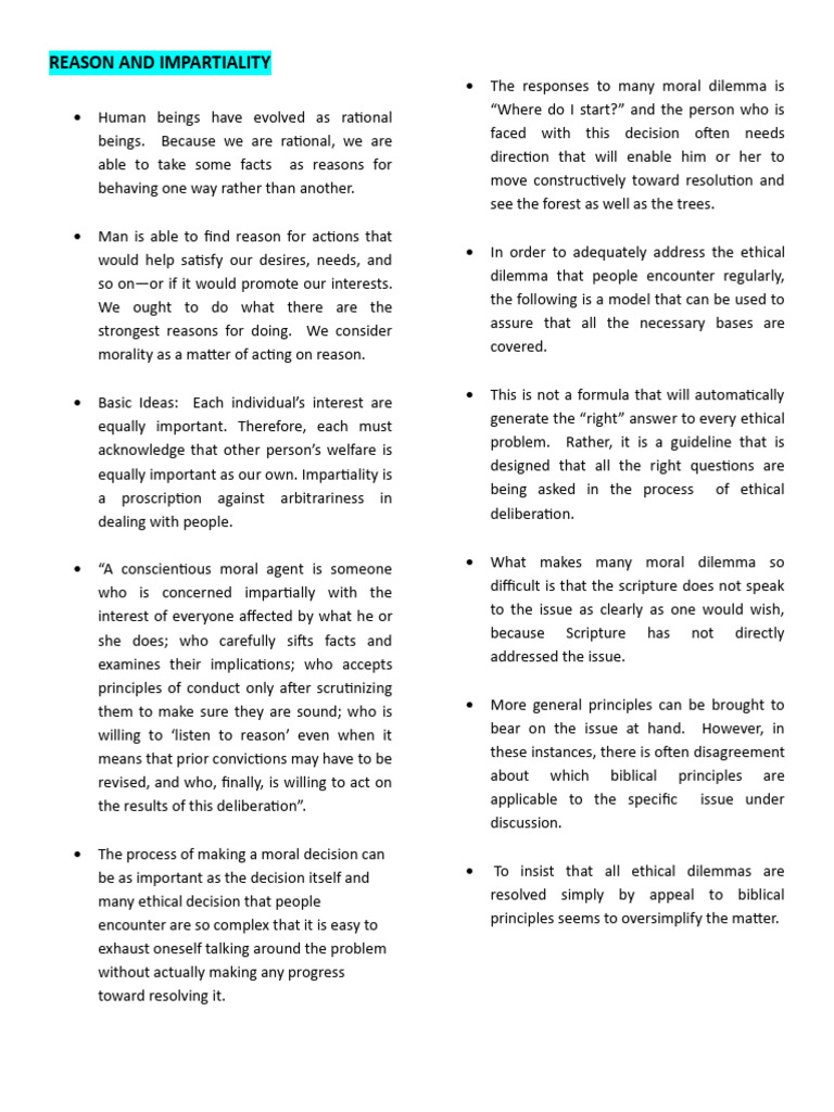 Reason and Impartiality | PDF | Reason | Emotions