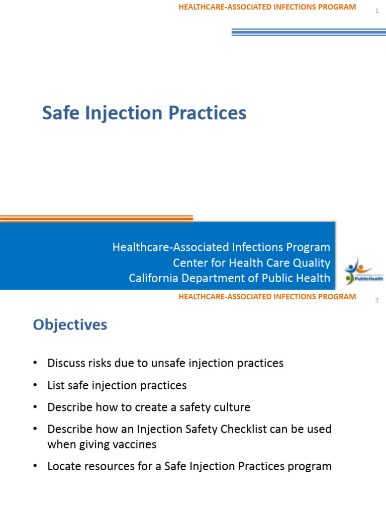 Injection Safety Slides | PDF | Injection (Medicine) | Hospital ...