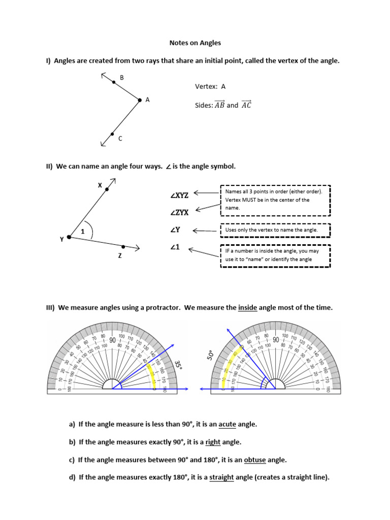 Understanding Angles: Types and Measurement | PDF