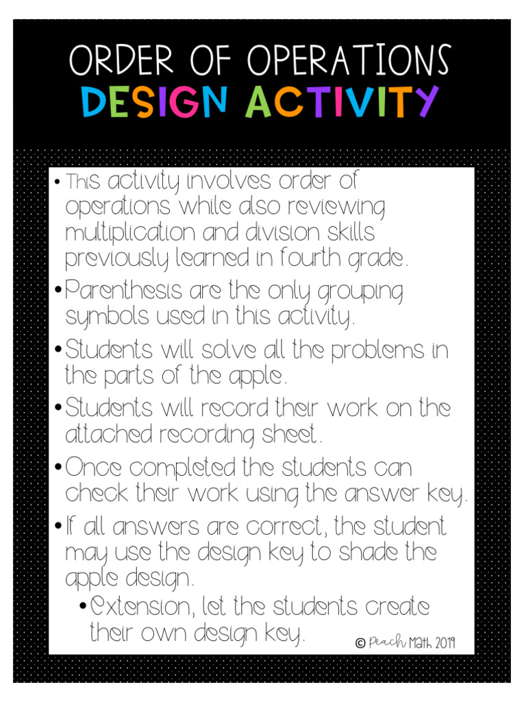 Order of Operations: © Peach Math 2019 | PDF | Graphic Design | Vision
