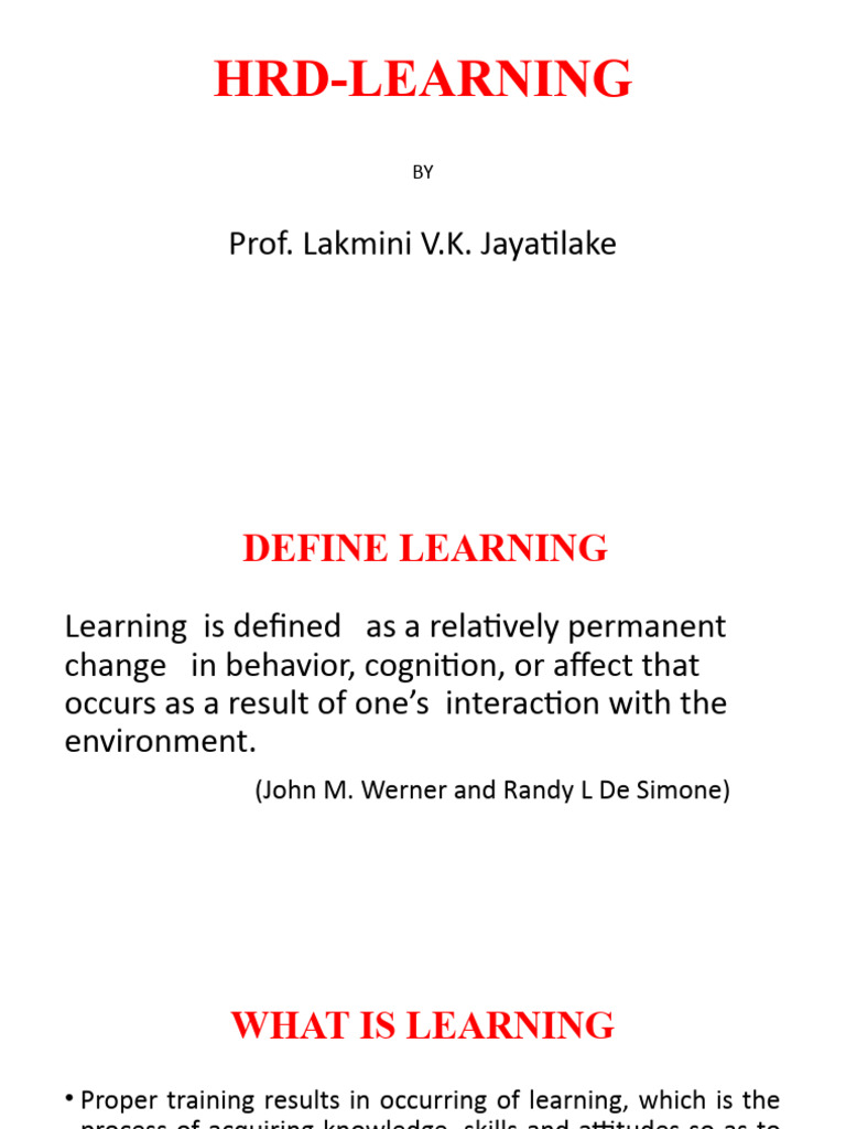 Learning HRD | PDF | Learning | Cognition