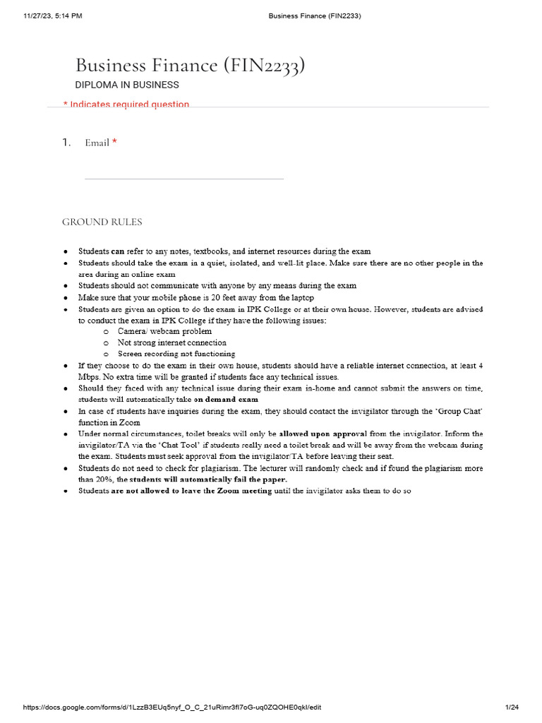 Business Finance - Google Forms - MCQ - Rev3 | PDF | Equity (Finance ...