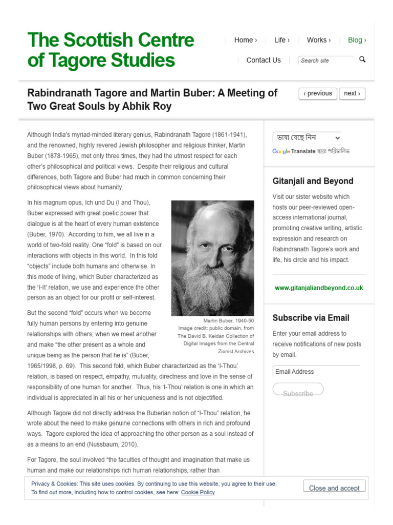 Rabindranath Tagore and Martin Buber - A Meeting of Two Great Souls by ...