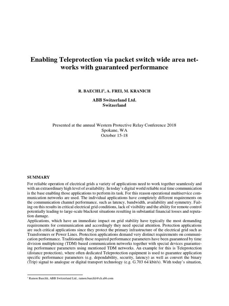 Enabling Teleprotection Via Packet Switched Networks | PDF | Computer Network | Bit Rate