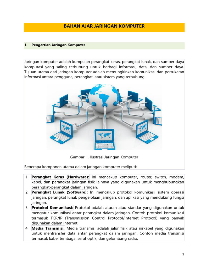 Materi Ajar Jaringan Komputer | PDF | Teknologi & Rekayasa Materi Ajar Jaringan Komputer | PDF | Teknologi & Rekayasa