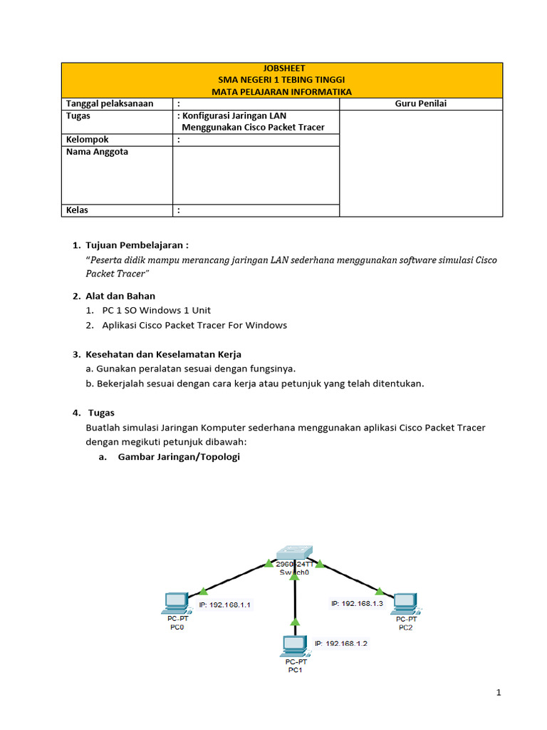 Konfigurasi Jaringan LAN di Cisco Packet Tracer | PDF | Game & Aktivitas