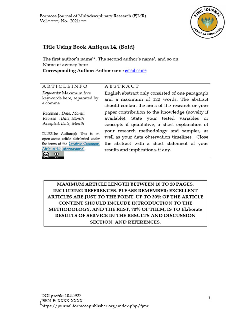 Template Publication | PDF | Methodology | Quantitative Research