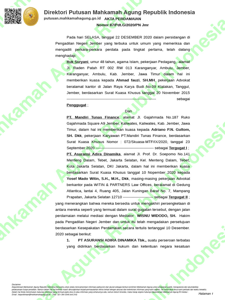 Putusan 87 PDT.G 2020 PN JMR 20230616155533 | PDF