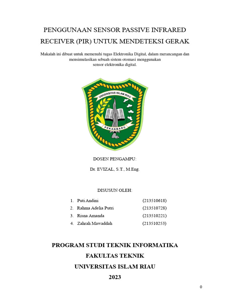 Penggunaan Sensor Passive Infrared Receiver (Pir) Untuk Mendeteksi ...