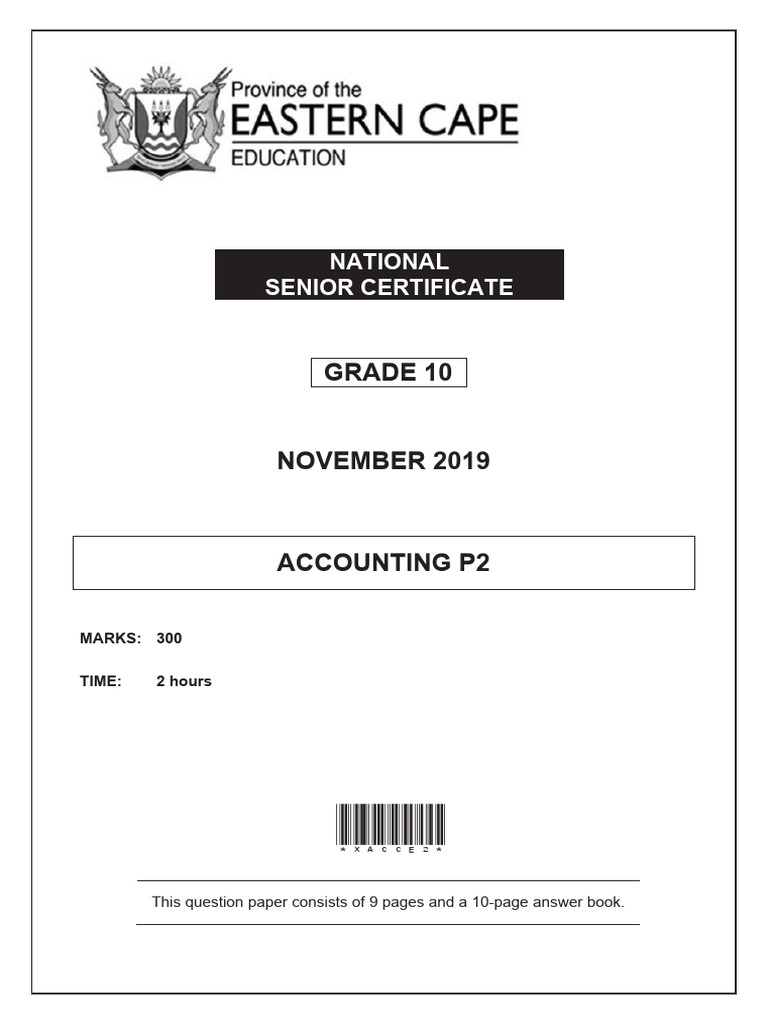 ACCOUNTING P2 GR10 QP NOV 2019 - Eng D | PDF | Depreciation | Debits ... ACCOUNTING P2 GR10 QP NOV 2019 - Eng D | PDF | Depreciation | Debits ...