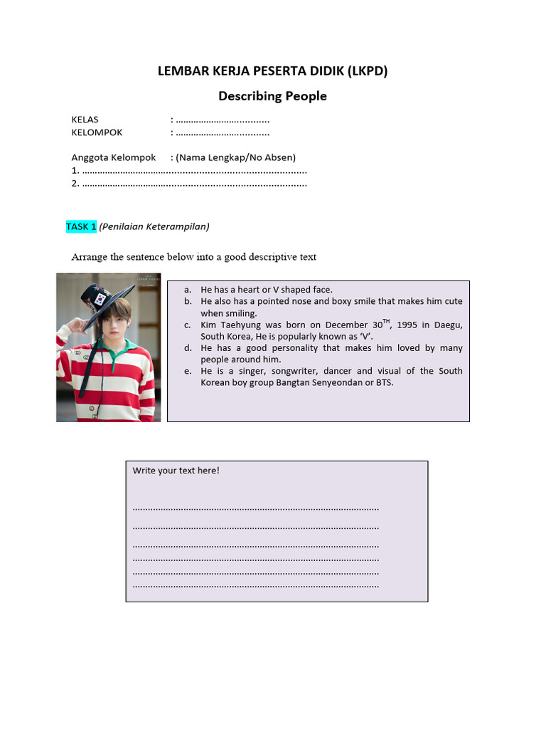 Lembar Kerja Peserta Didik Descriptive Text | PDF