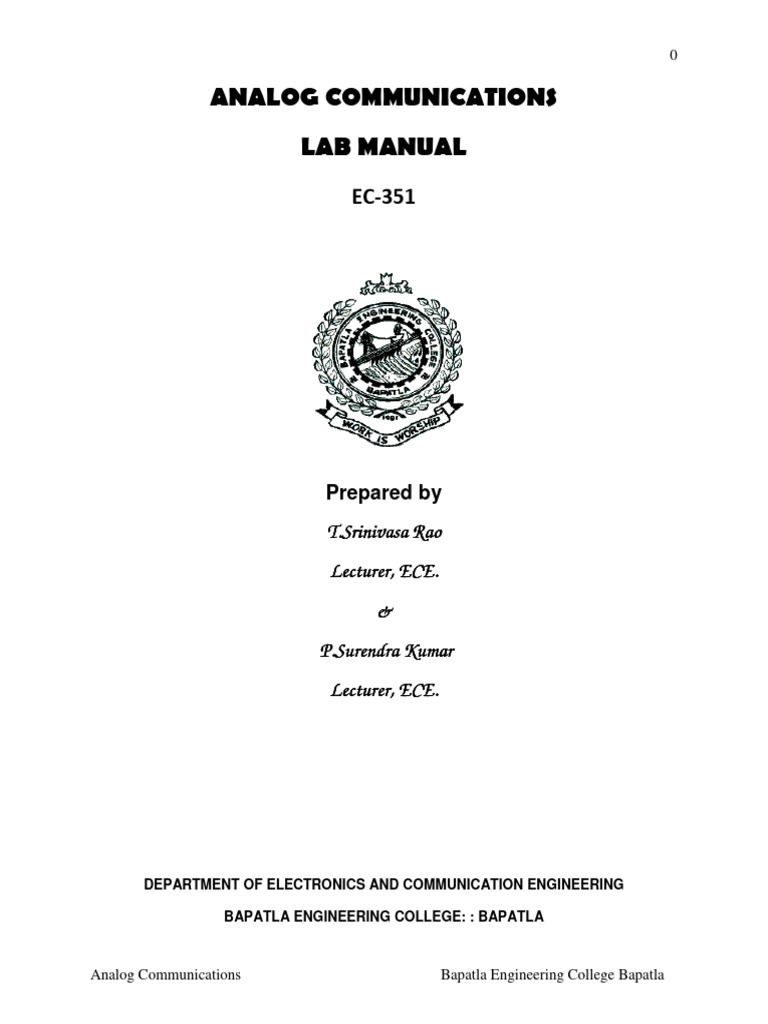 EC 351AC Analog Communication Lab Manual | PDF | Frequency Modulation | Amplifier