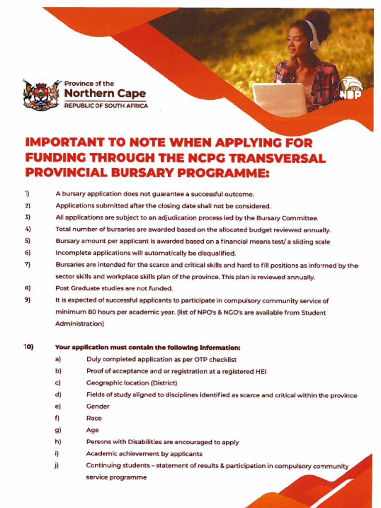 2024 - Bursary Application Form - NC Provincial Government - Transversal Bursaries | PDF