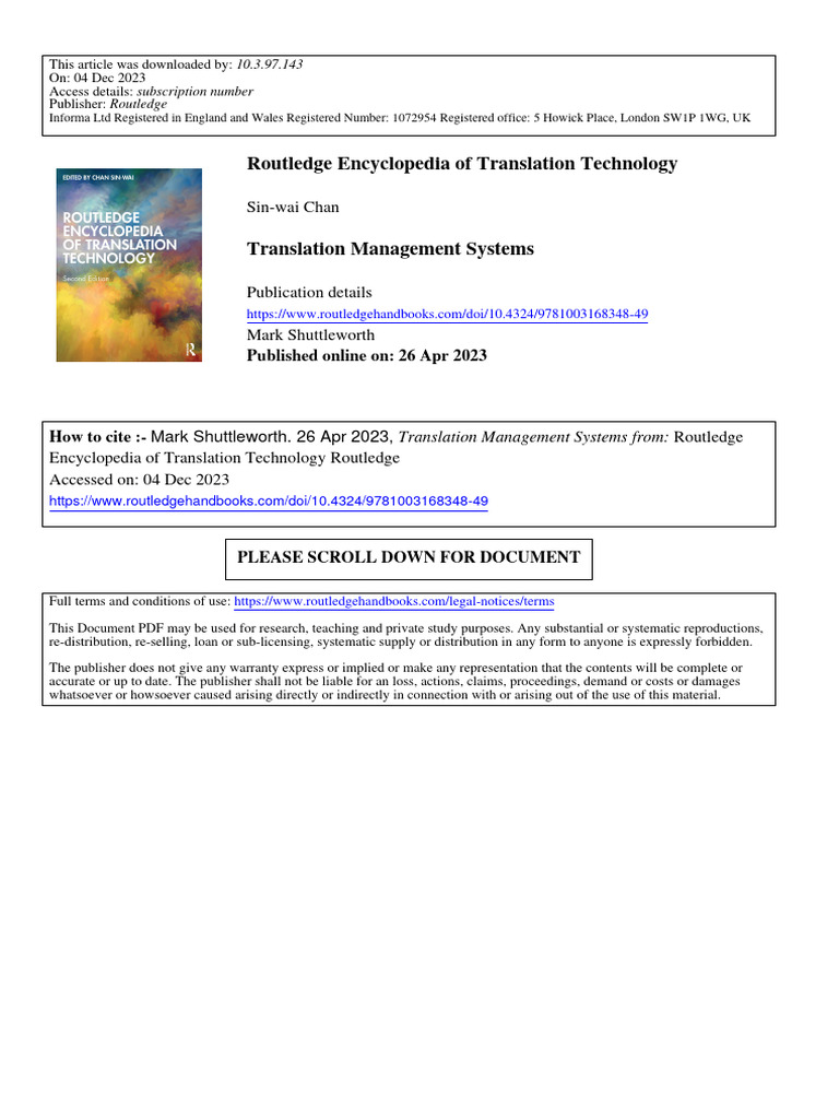 Overview of Translation Management Systems | PDF | Software As A ...