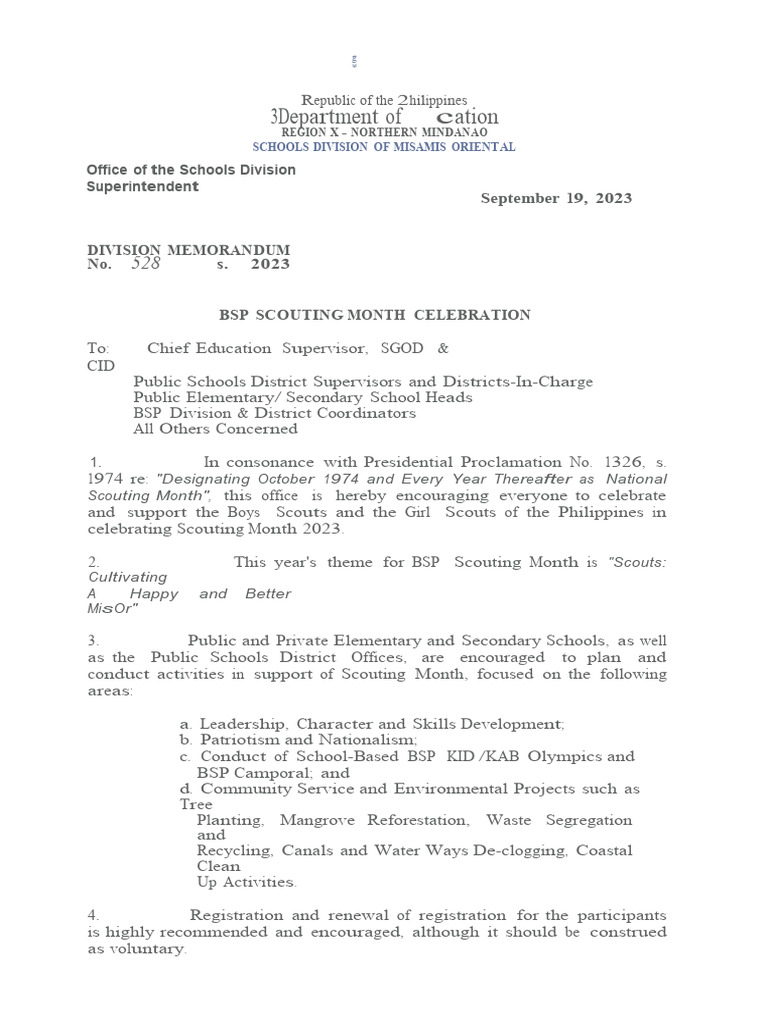 DM 538 S 2023 BSP Scouting Month Celebration | PDF | Scouting