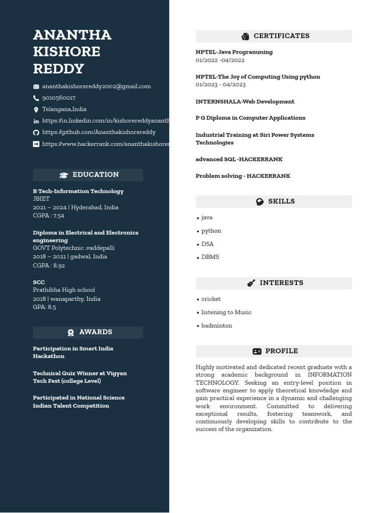 Kishore's Resume | PDF | Arduino | Computing