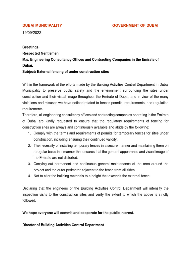 DM Circular-External Fencing of Under Construction Sites - En&Ar | PDF ...
